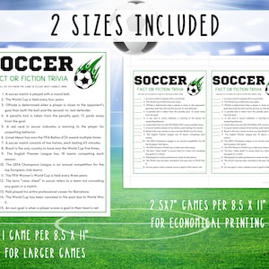 Soccer Fact or Fiction Trivia Game | Printable Soccer Team Party Game ...