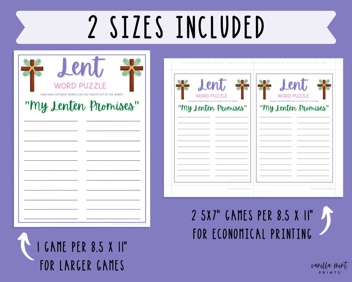 Lent Word Puzzle Lenten Printable Party Games Easter - Etsy