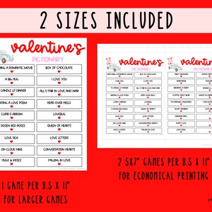 Valentine's Day Pictionary Game Fun Valentine's Day Printable Party ...