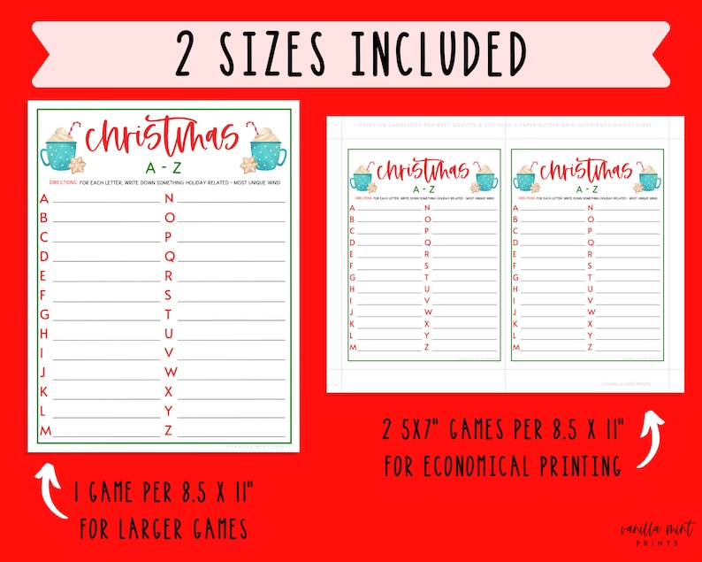Christmas A-Z Game Christmas Printable Games Fun Christmas - Etsy