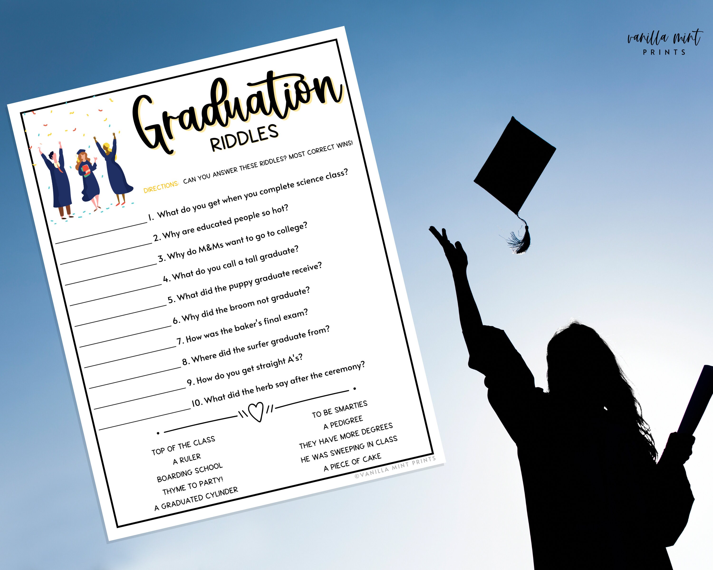 Graduation Games Riddles Fun Graduation Party Games - Etsy