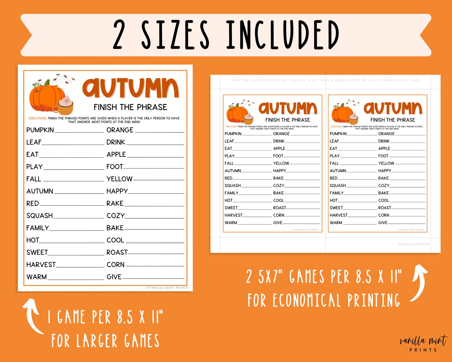 Fall Finish the Phrase Game Printable Autumn Party Games - Etsy