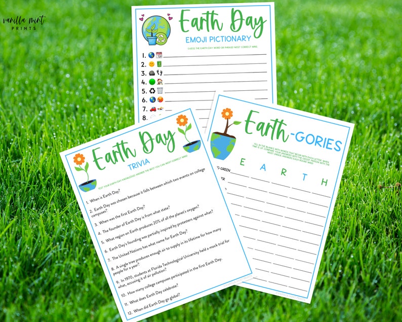 Earth Day 10 Game BUNDLE Fun Printable Spring Games - Etsy