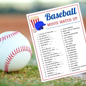 Baseball Movie Match up Trivia Game | Printable Baseball Team Party ...