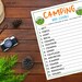Camping Word Scramble Word Game Printable Campground Party Games ...