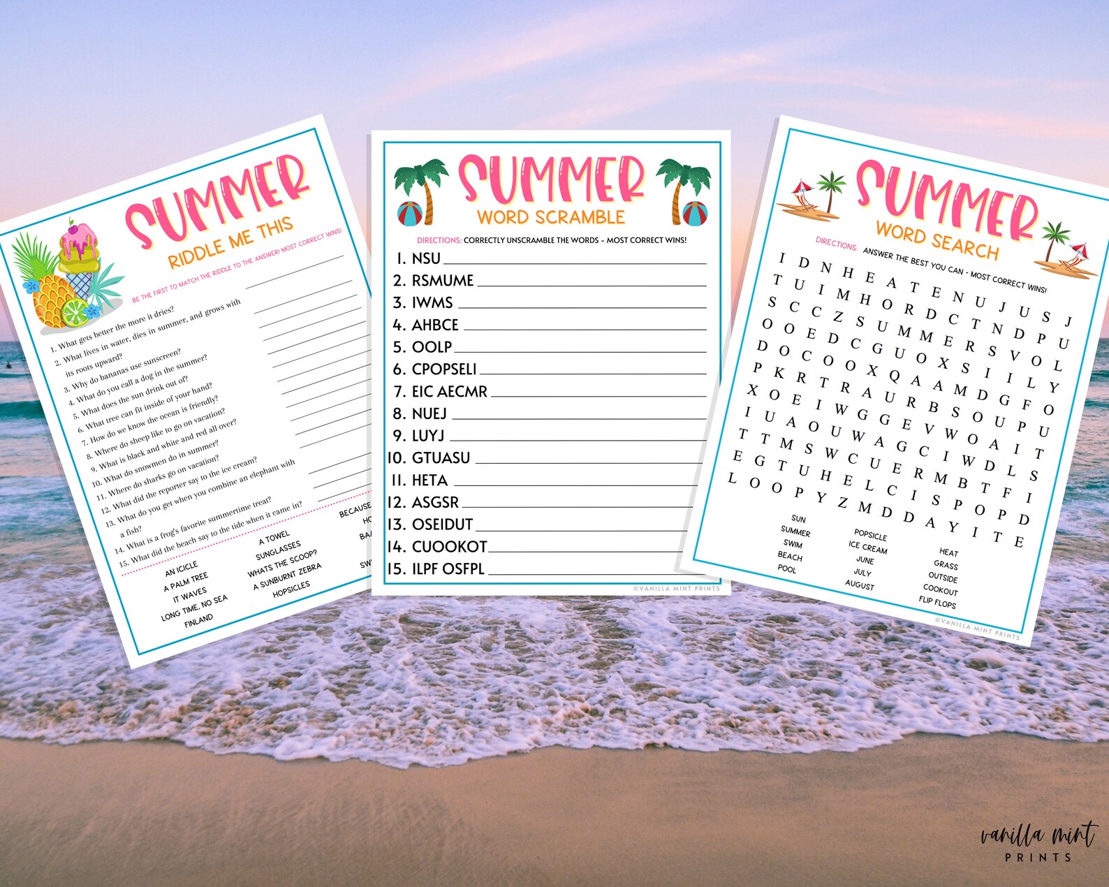 Summer 10 Game BUNDLE | Printable Summertime Games | Party Games PACK ...
