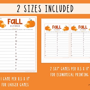 Fall A Z Race Game Printable Autumn Party Games Fall | Etsy