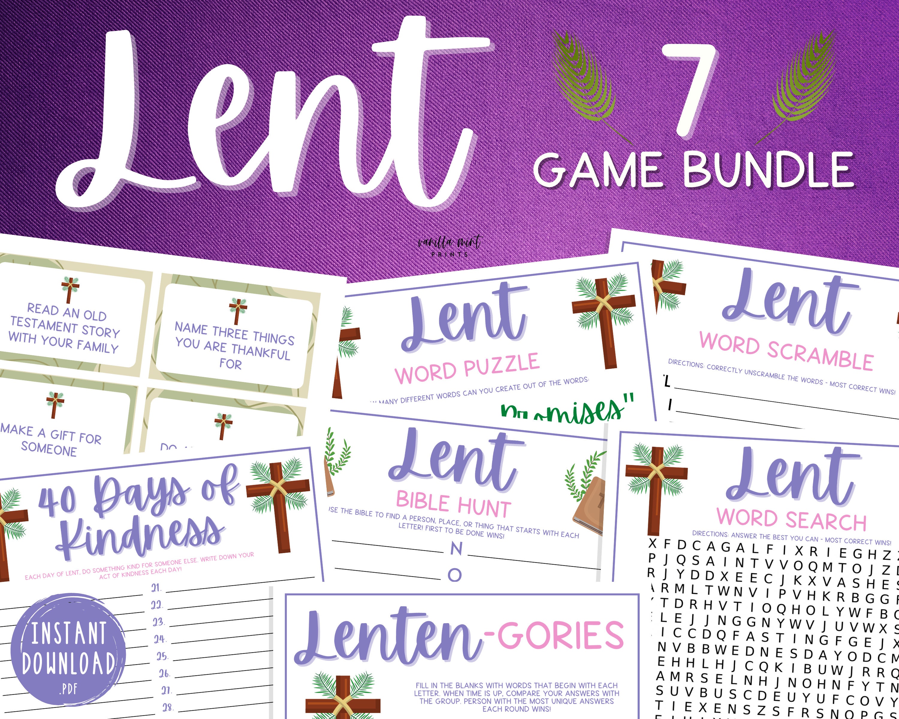 Lent 7 Game Activity Bundle Seven Printable Party Games | Etsy