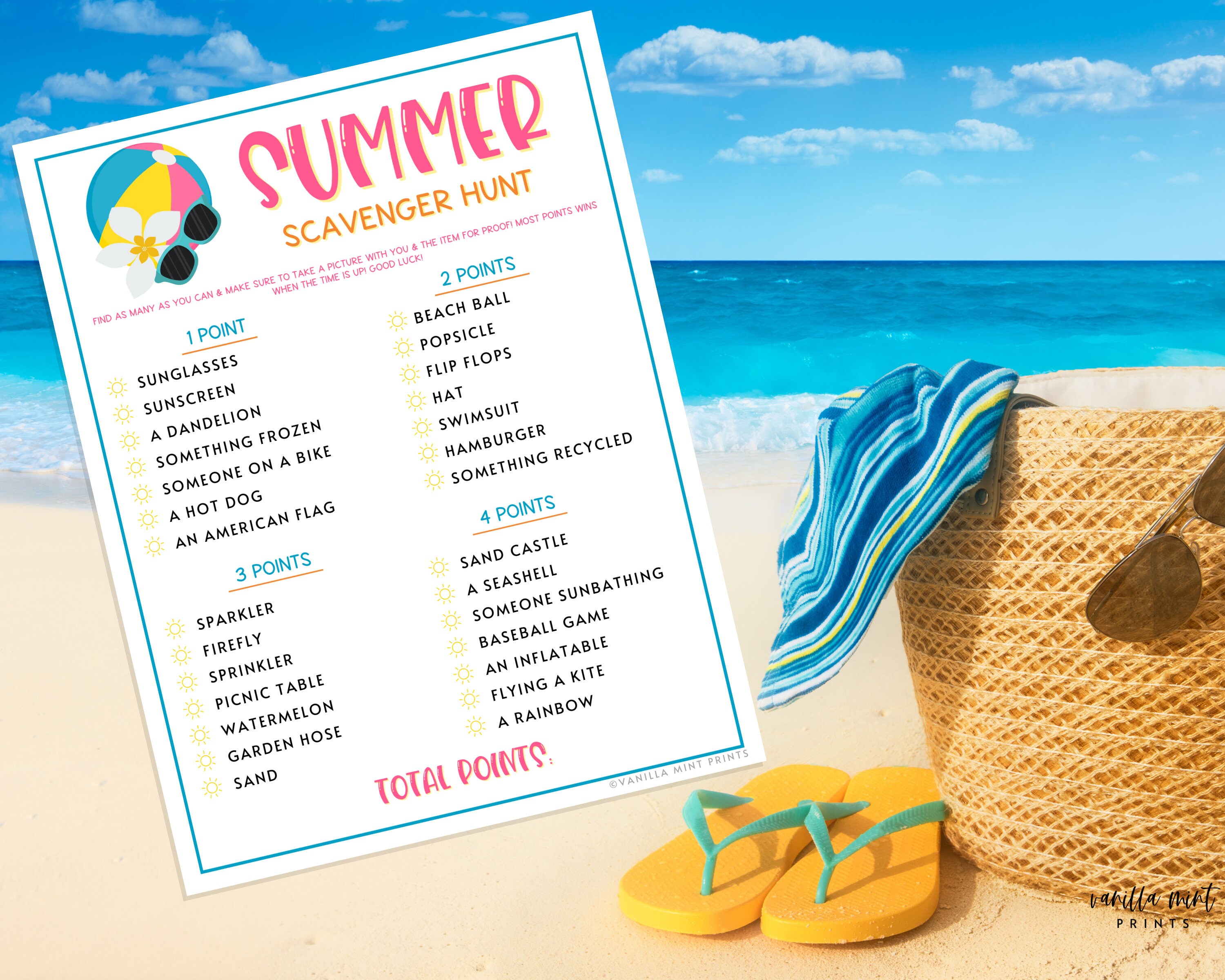 Summer Scavenger Hunt Game Printable Summertime Games - Etsy