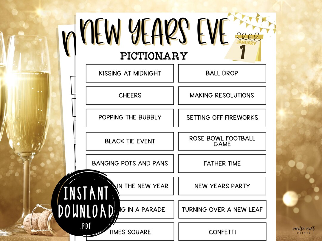 New Years Eve Pictionary Game Fun New Years Eve Party Games NYE Adult ...