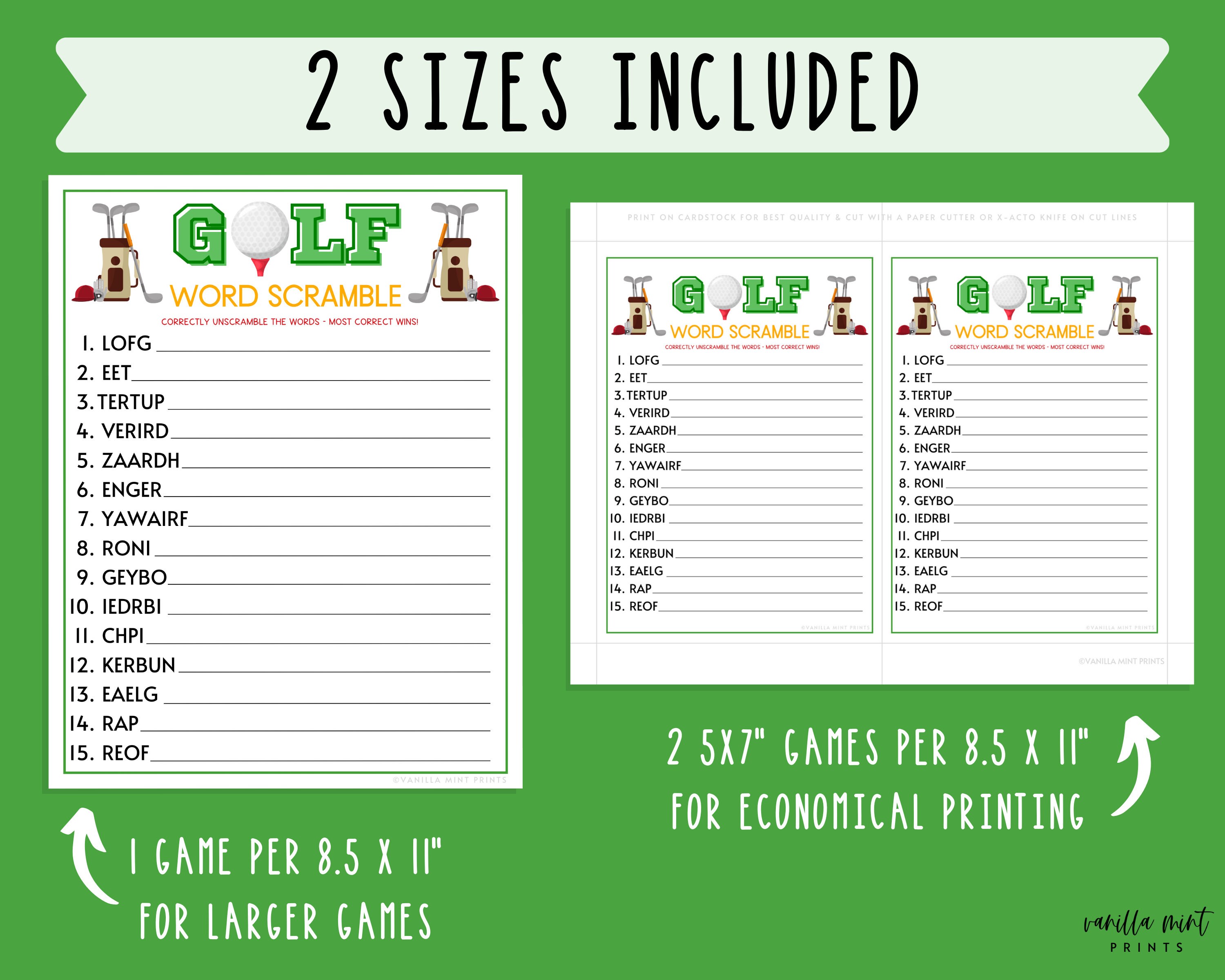 Golf Word Scramble Game Printable Golf Team Party Game - Etsy Canada