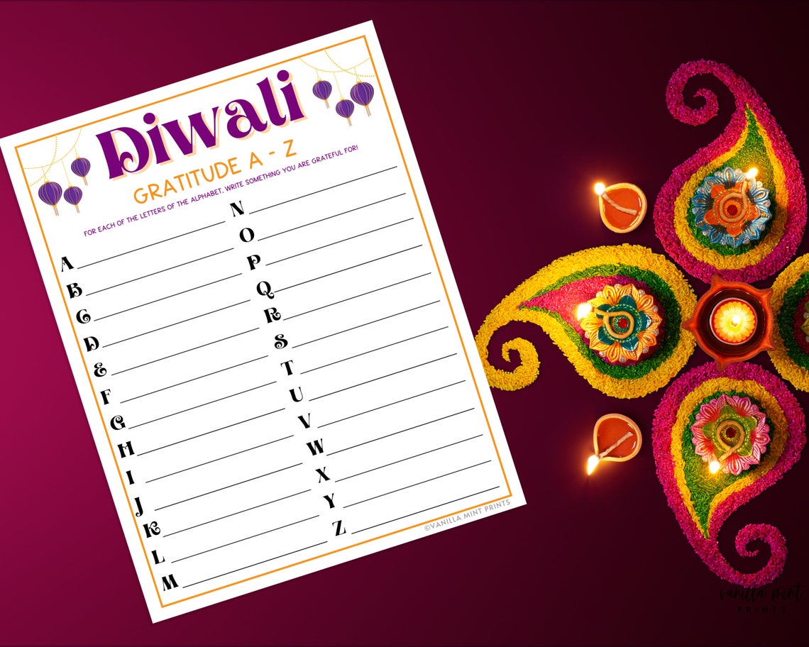 Diwali Gratitude A Z Game Printable Festival of Lights - Etsy