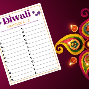 Diwali Gratitude A - Z Game | Printable Festival of Lights Party Games ...