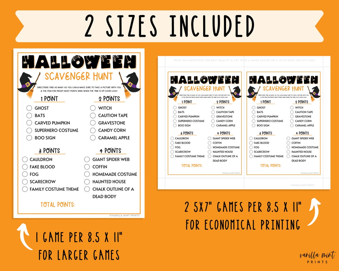 Halloween Scavenger Hunt Game Halloween Printable Games | Etsy
