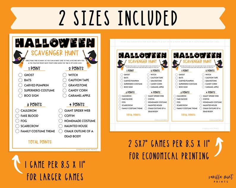 Halloween Scavenger Hunt Game Halloween Printable Games | Etsy