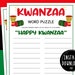 Kwanzaa Word Puzzle Printable Kwanzaa Party Games Fun Activities for ...