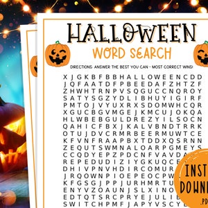 Halloween Word Search Game Halloween Printable Games | Etsy