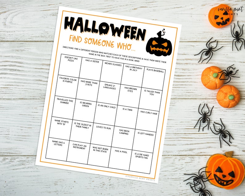 Halloween Find Someone Who Party Game Halloween Party Games - Etsy