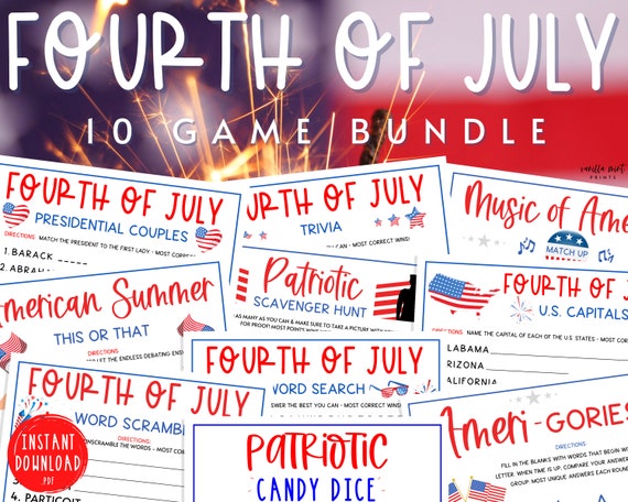 Fourth of July 10 Party Games BUNDLE 4th of July Printable - Etsy