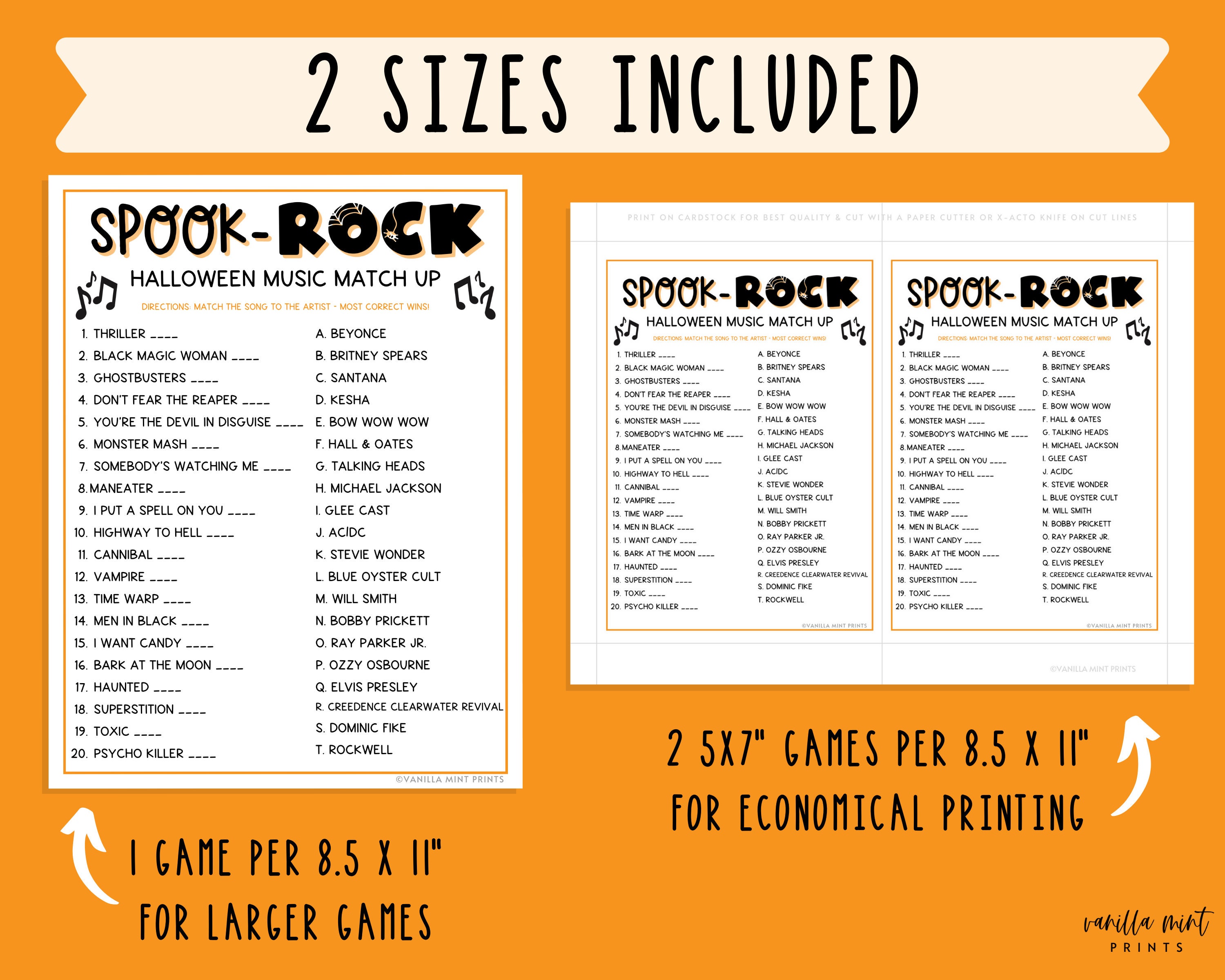 Halloween Spook Rock Music Trivia Party Game Halloween Music - Etsy