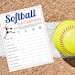 Softball Scattergories Game | Printable Softball Team Party Game ...