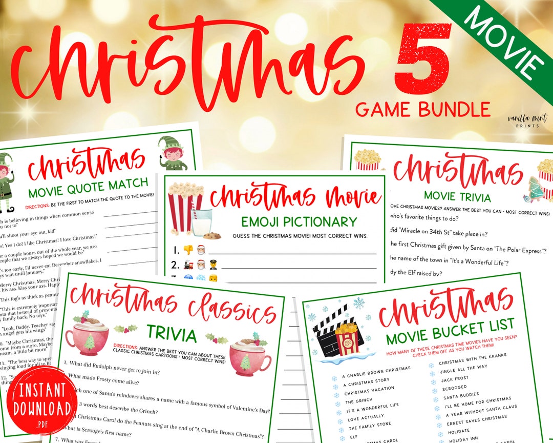 Christmas Movie Game BUNDLE | 5 Christmas Movies Printable Games ...