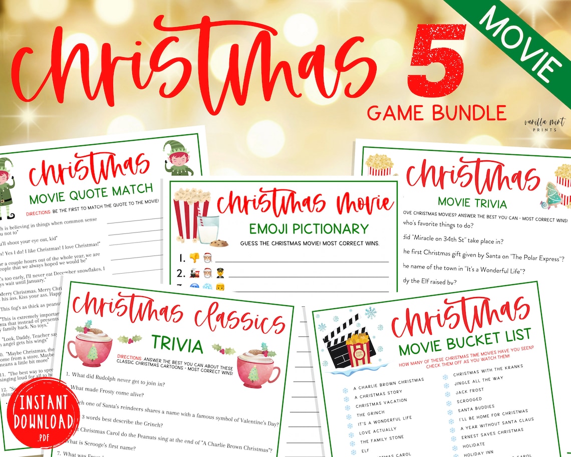 Christmas Movie Game BUNDLE 5 Christmas Movies Printable - Etsy