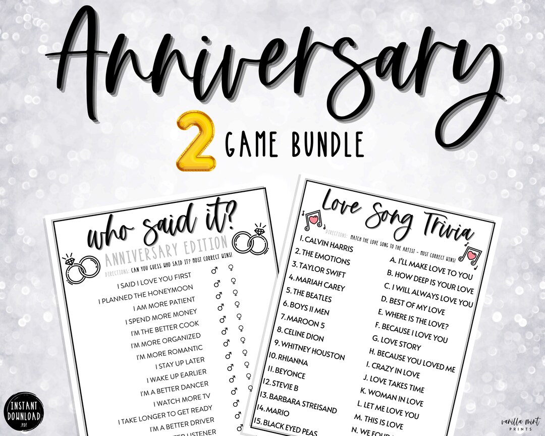 Anniversary Games | 2 Game BUNDLE | Fun Anniversary Party Games | Who ...