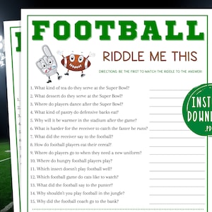 Football Riddle Me This Game Football Super Bowl Party Games Printable ...