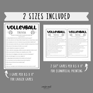 Volleyball Trivia Game | Printable Volleyball Team Party Games | Travel ...