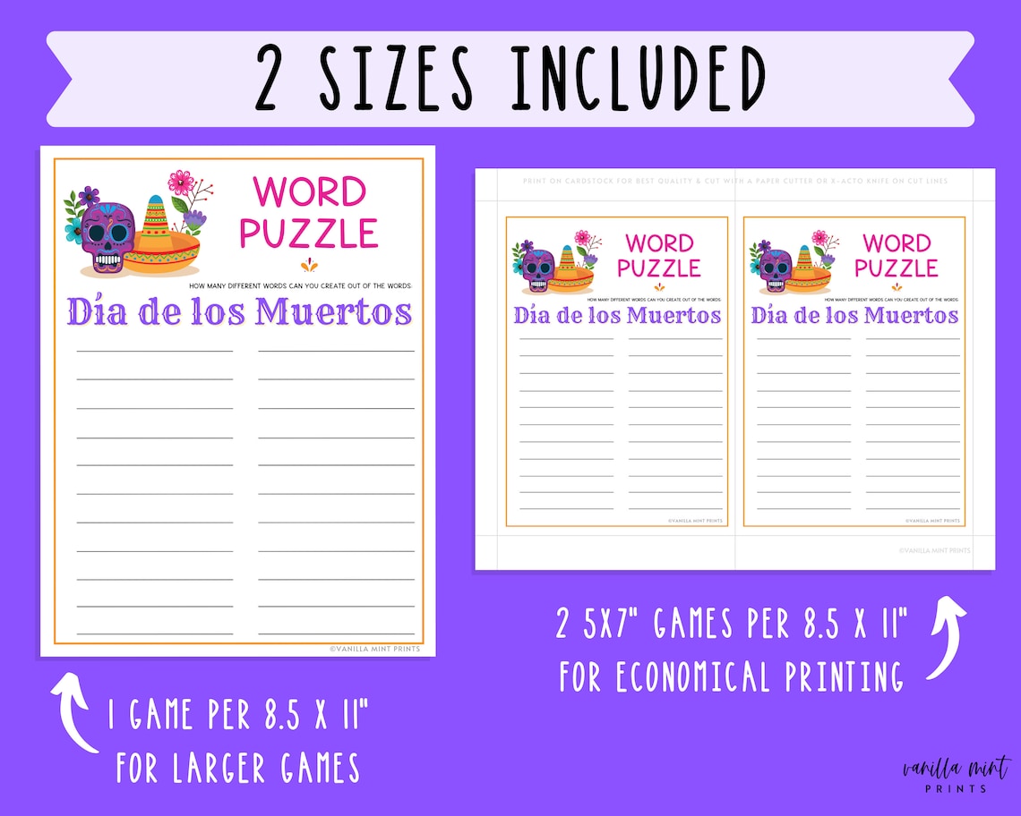 Día De Los Muertos Word Puzzle Printable Day of the Dead - Etsy