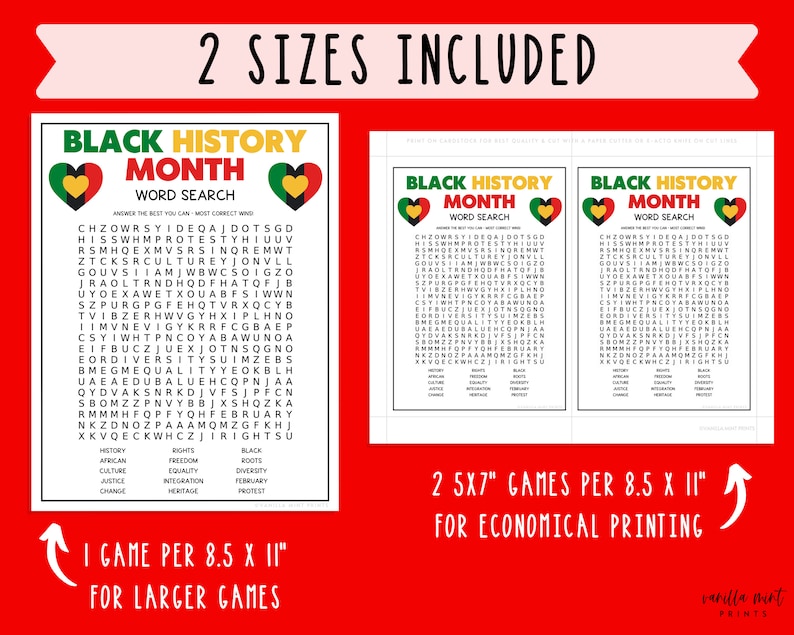 Black History Month Word Search Game African American - Etsy