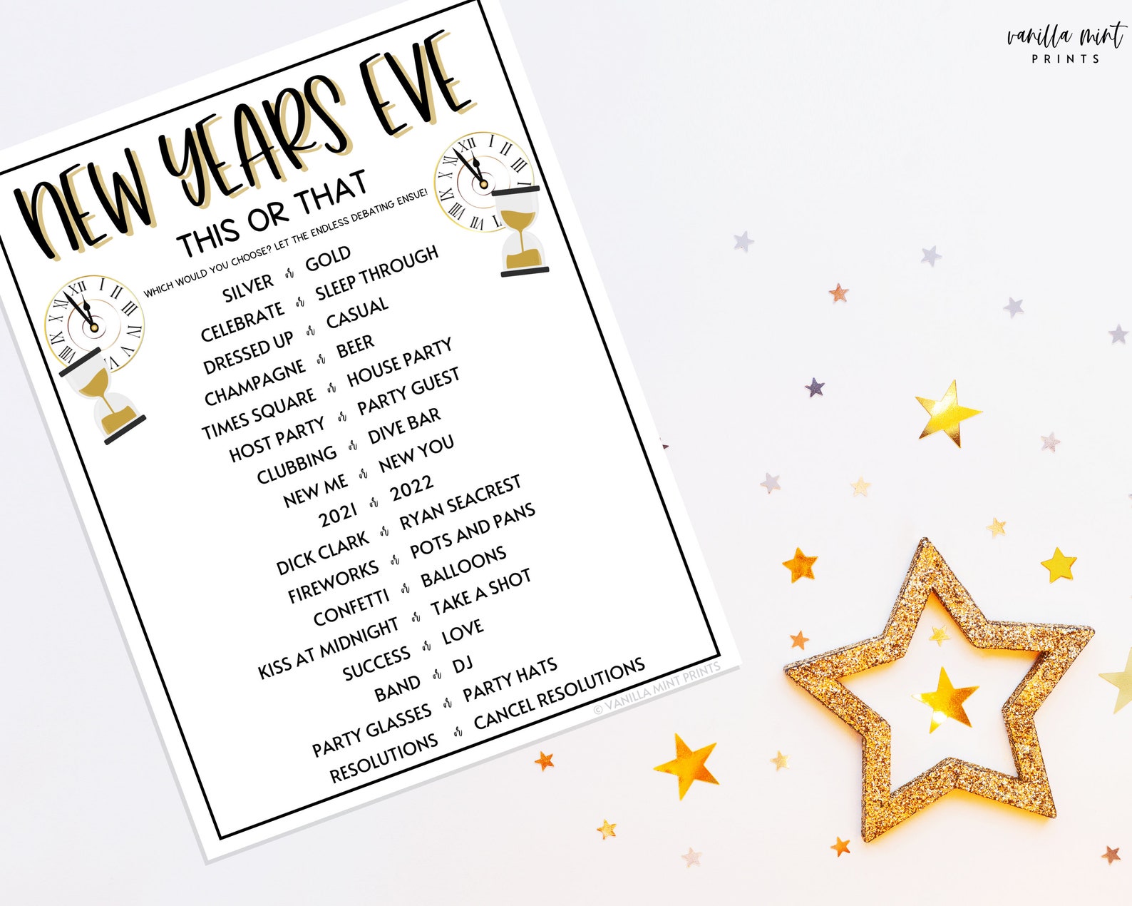 New Years Eve This or That Game New Years Games New Years - Etsy