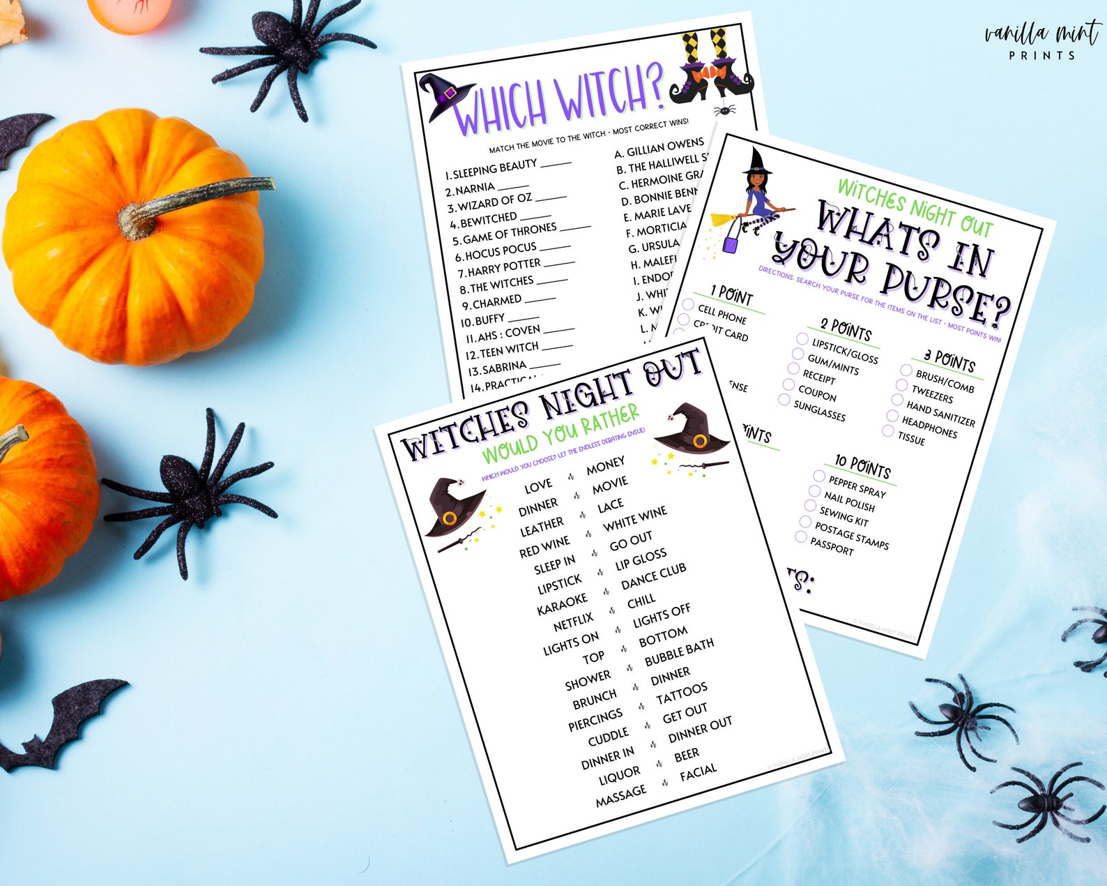 Witches Night Out 10 Game BUNDLE Fun Halloween Party Games - Etsy