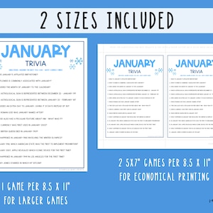 January Trivia Game | Printable Month Party Games | Wintertime ...