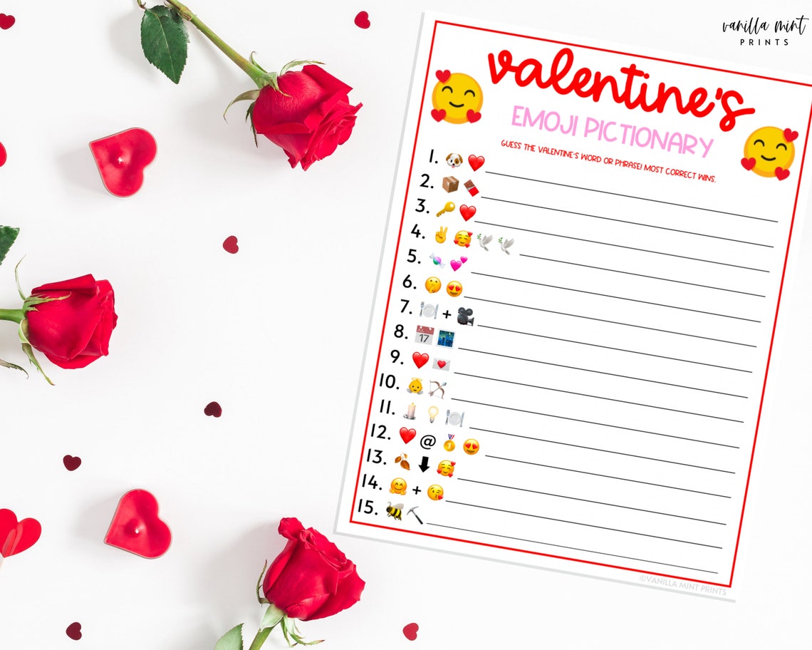 Valentine's Day Emoji Pictionary Game Fun | Etsy