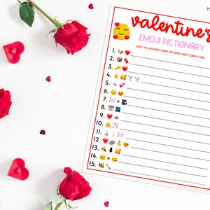 Valentine's Day Emoji Pictionary Game | Fun Valentine's Day Printable ...