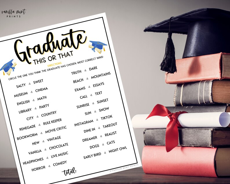 Graduation Games This or That Would They Rather Fun - Etsy