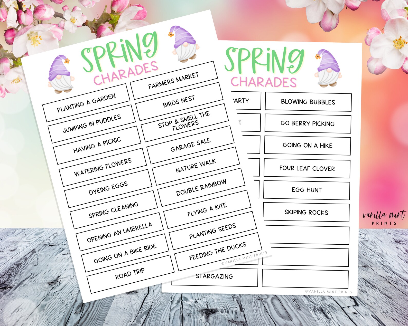 Spring Charades Printable Springtime Games Party Games - Etsy