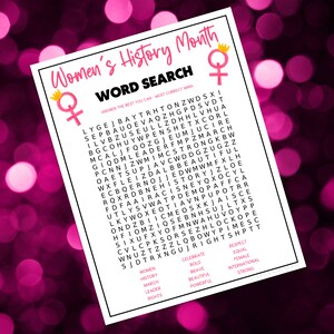 Women's History Month Word Search Game | Women Empowerment ...