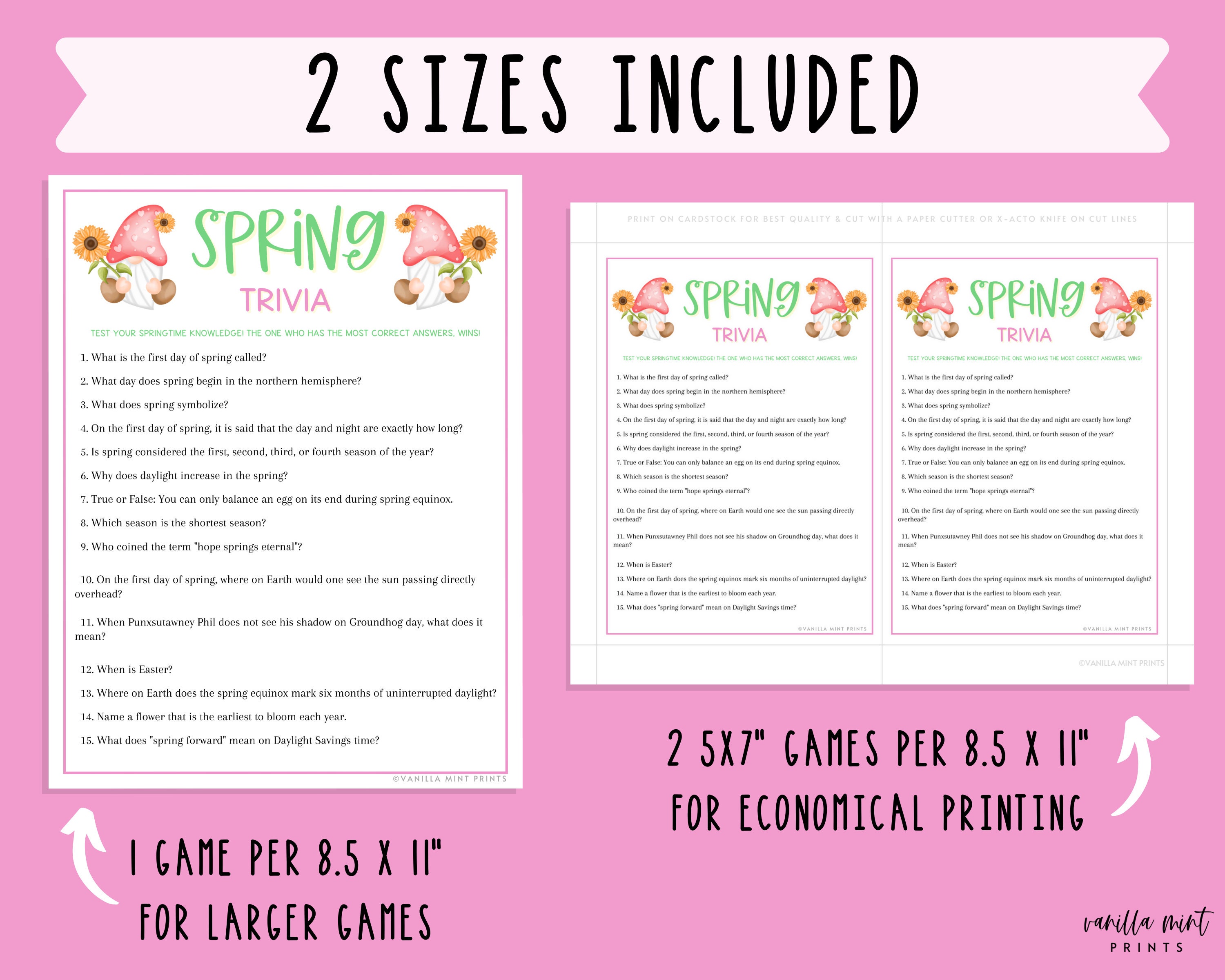 Spring Trivia Game Printable Springtime Games Party Games - Etsy Canada