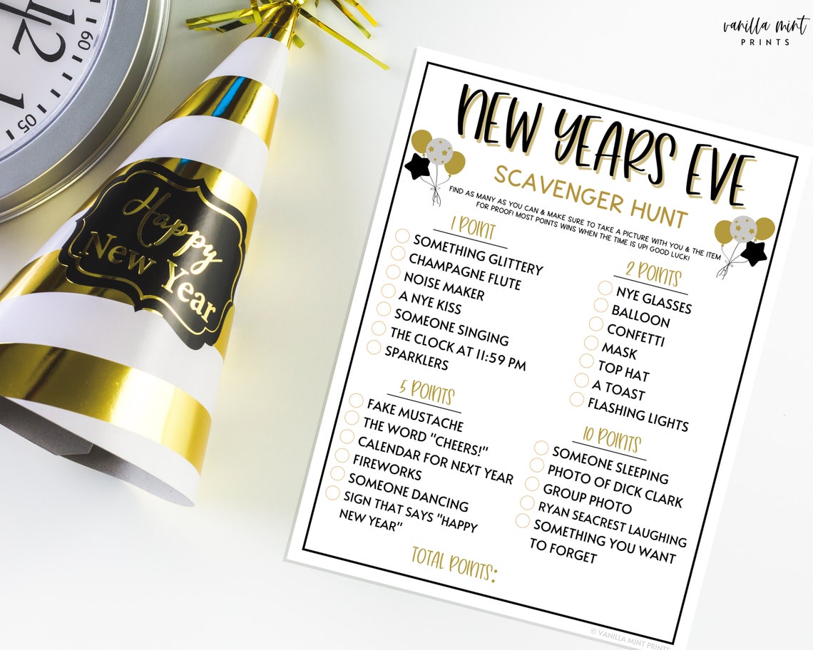 New Years Eve Scavenger Hunt Game New Years Games New - Etsy