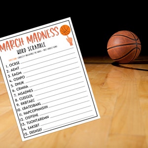 March Madness Word Scramble Game | Printable March Madness Party Games ...