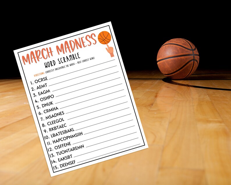 March Madness Word Scramble Game Printable March Madness - Etsy