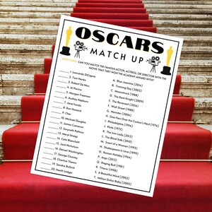 Oscars Match up Trivia Game | 94th Academy Awards Party Games | Oscars ...
