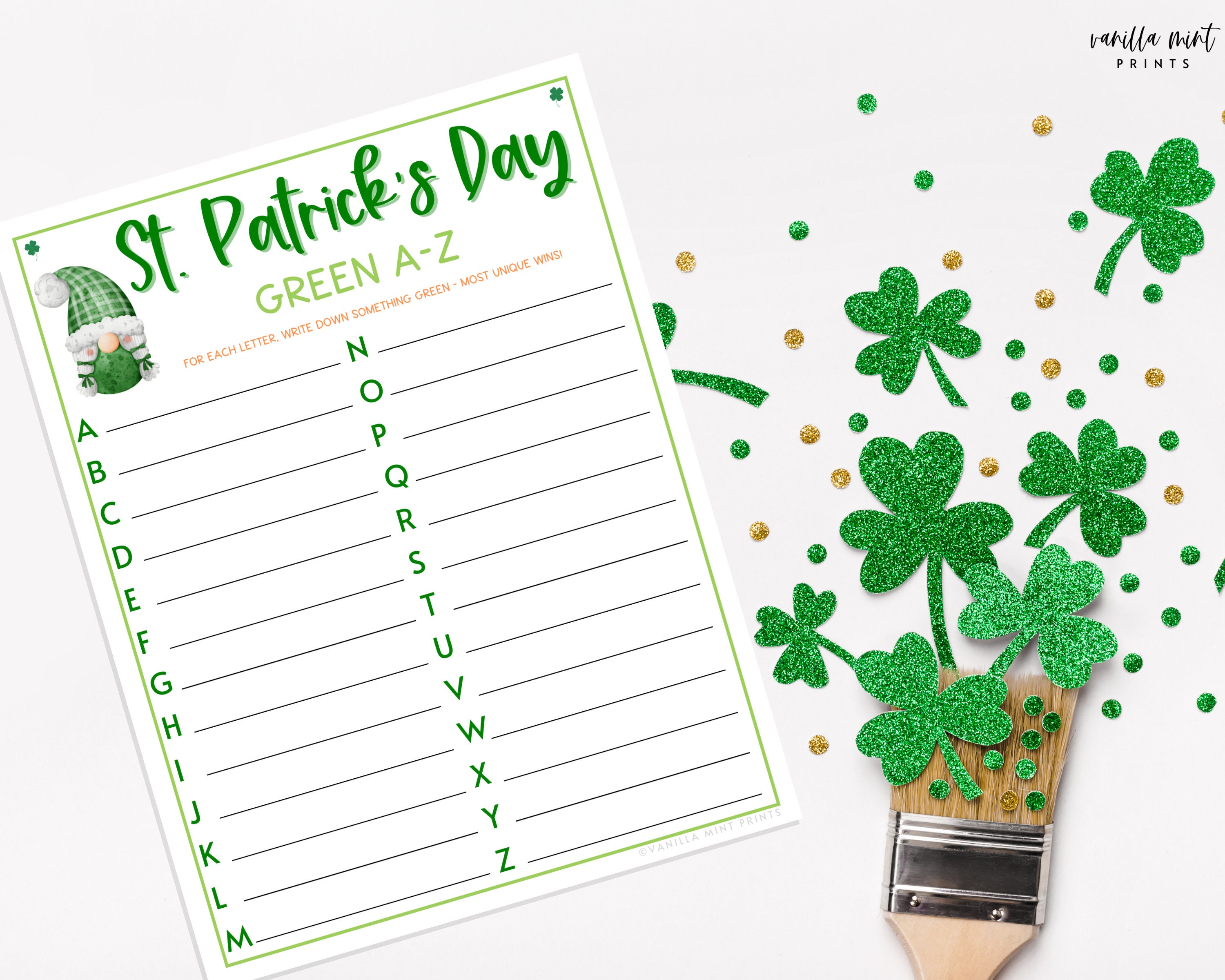 St. Patrick's Day Green A-Z Game Word Puzzle Irish | Etsy