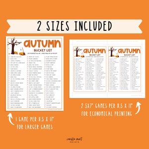 Fall Bucket List Game | Printable Autumn Party Game | Fall Time ...