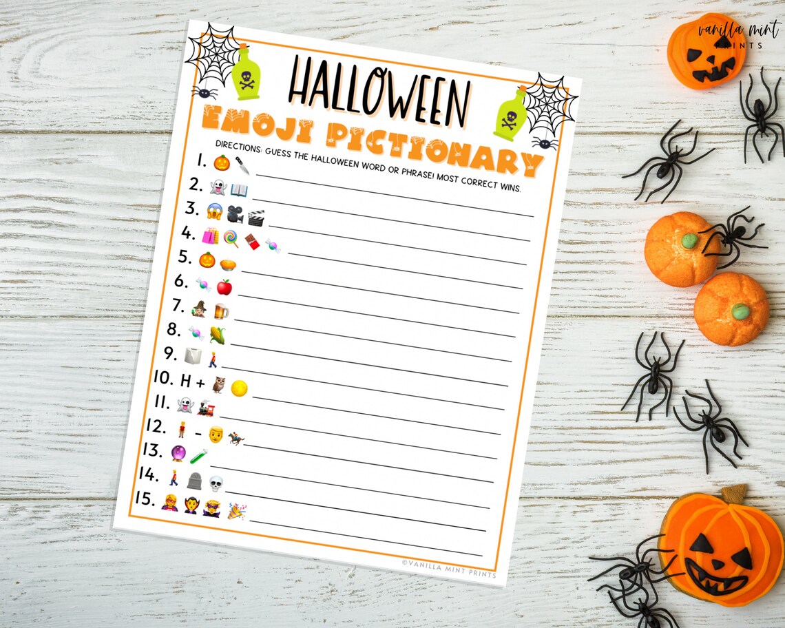 Halloween Emoji Pictionary Party Game Halloween Picture - Etsy