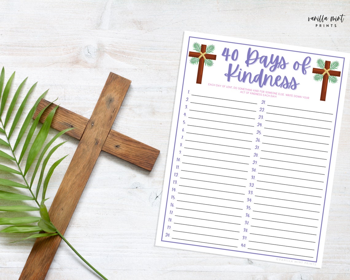 Lent 40 Days of Kindness Game Printable Party Games Easter | Etsy