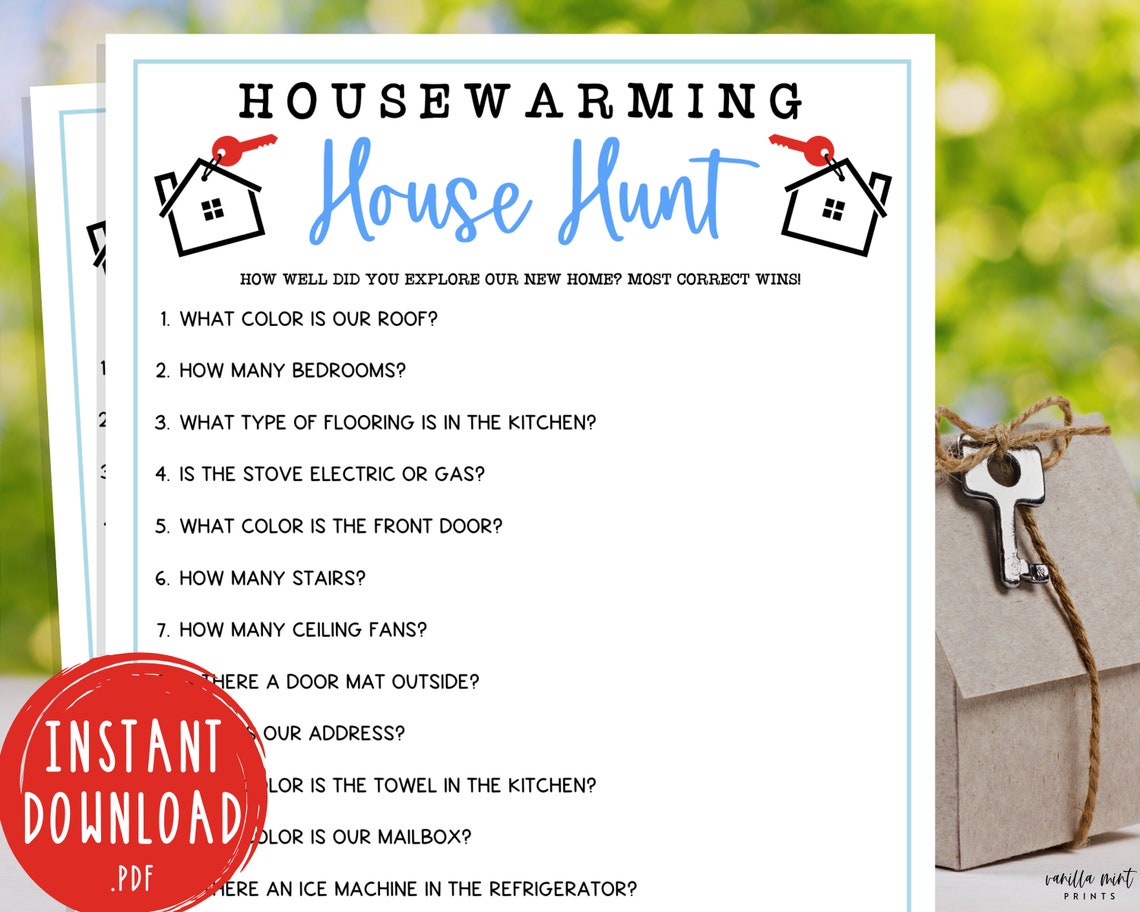 Housewarming Party Games House Hunt Fun Housewarming Party - Etsy